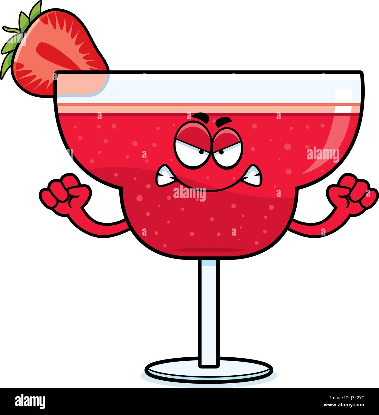 A cartoon illustration of a strawberry daiquiri looking angry Stock ...