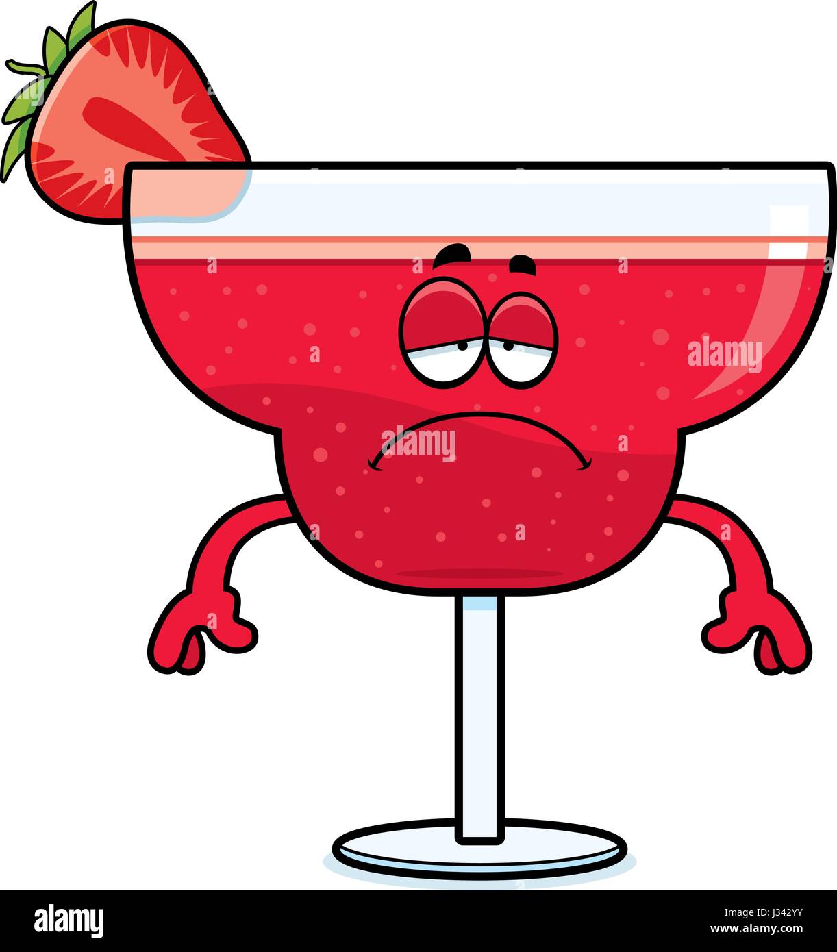 A cartoon illustration of a strawberry daiquiri looking sad Stock ...