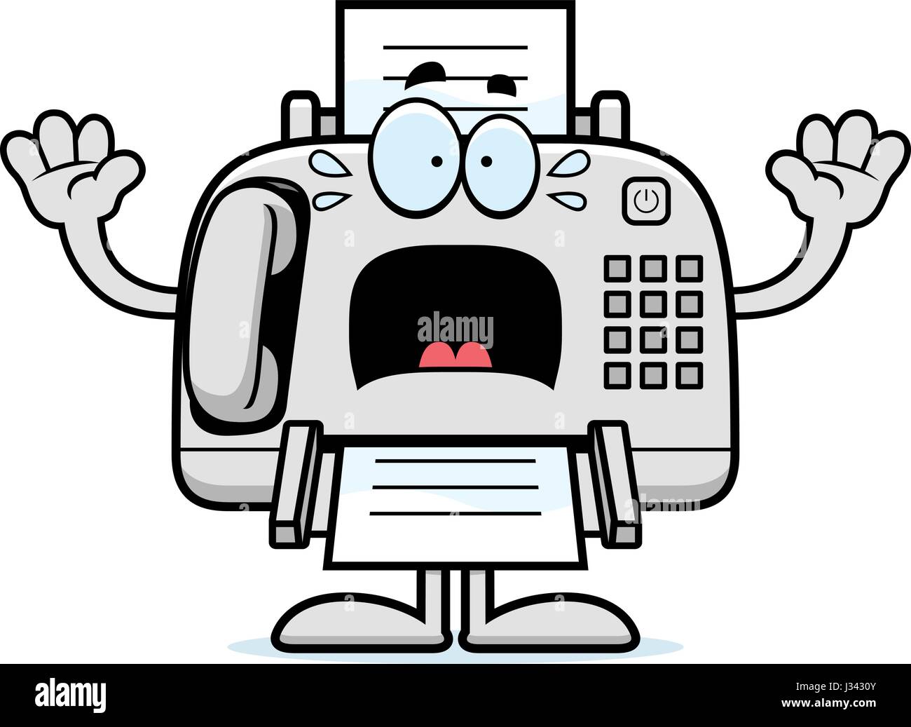 A cartoon illustration of a fax machine looking scared Stock Vector ...
