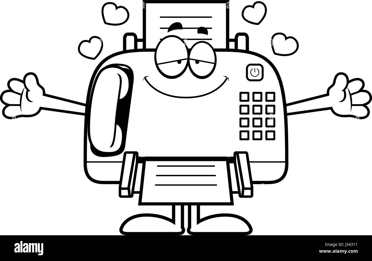 A cartoon illustration of a fax machine ready to give a hug Stock ...