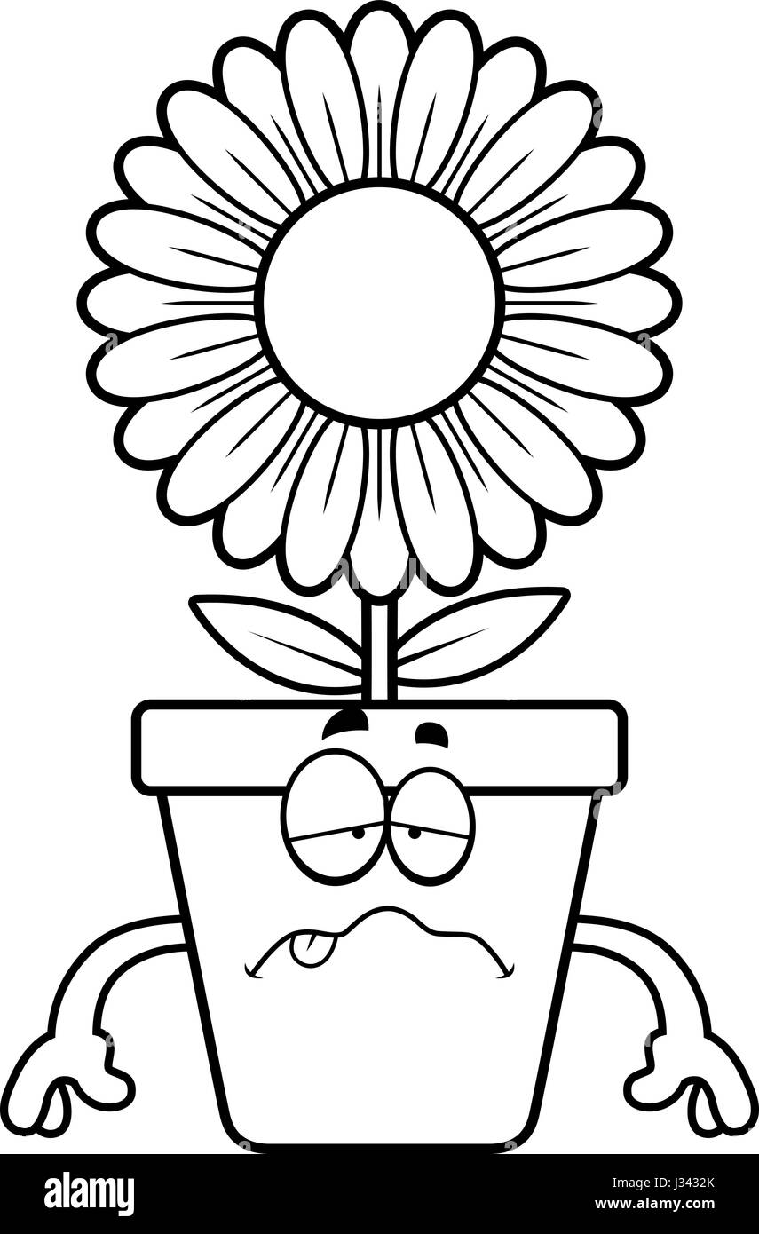 A cartoon illustration of a flowerpot looking sick Stock Vector Image ...