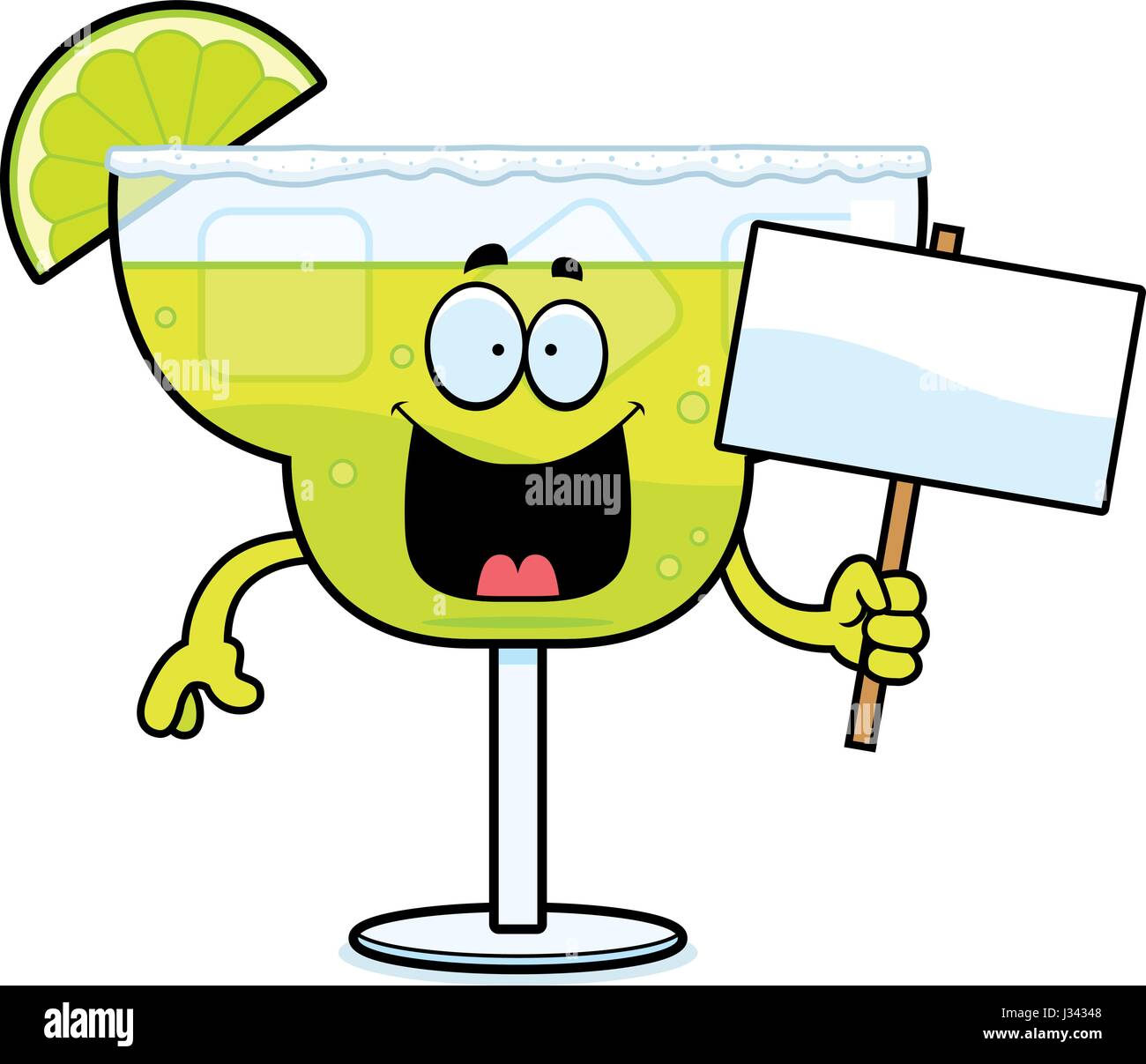 A cartoon illustration of a margarita holding a sign Stock Vector Image ...