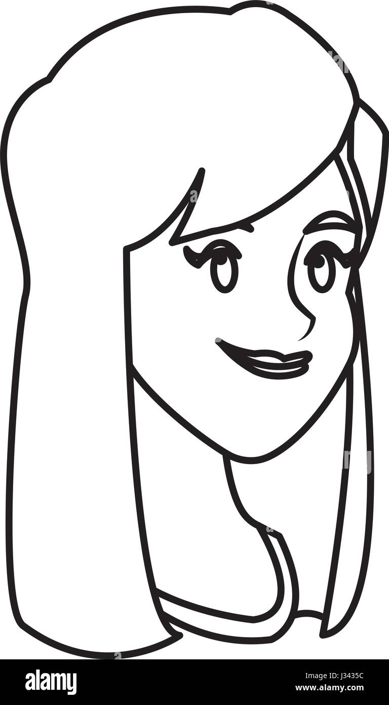 face girl smile comic image outline Stock Vector Image & Art - Alamy