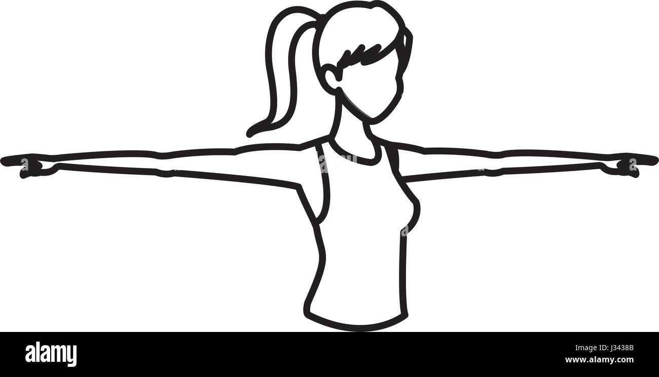 sport girl open arms athletic fitness outline Stock Vector Image & Art ...