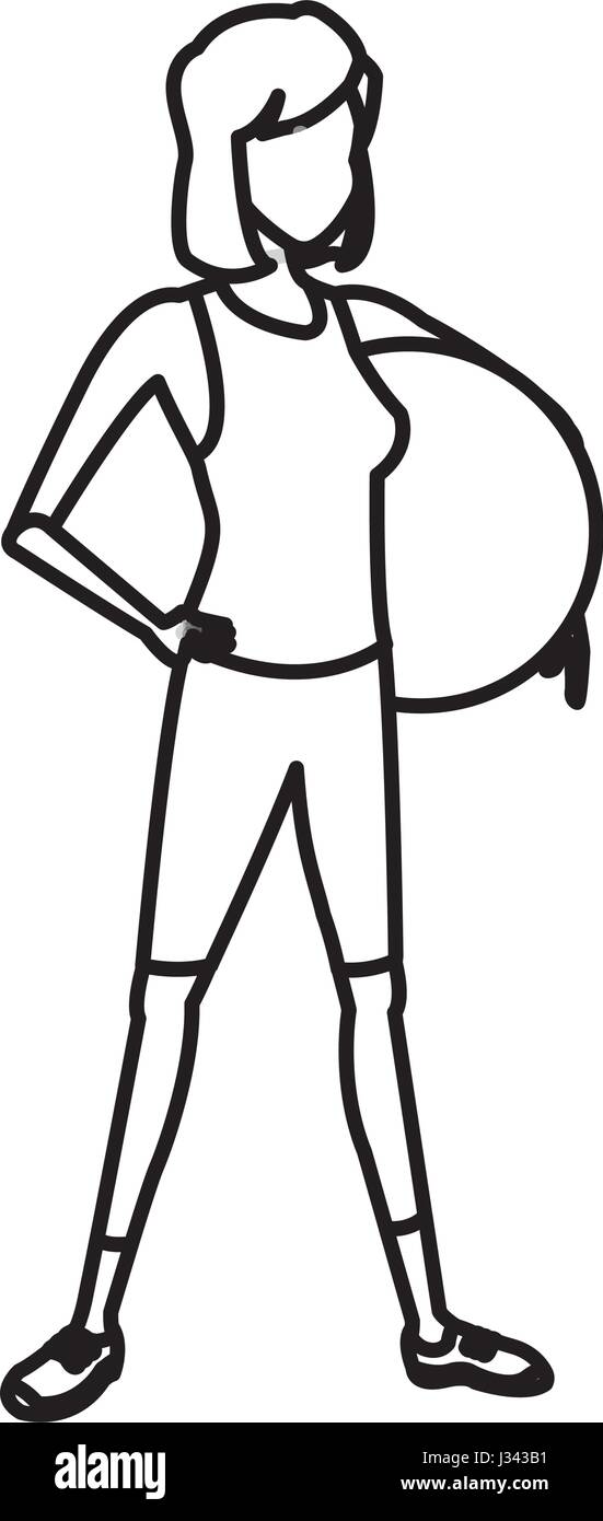 sport girl fitball athletic fitness outline Stock Vector Image & Art ...