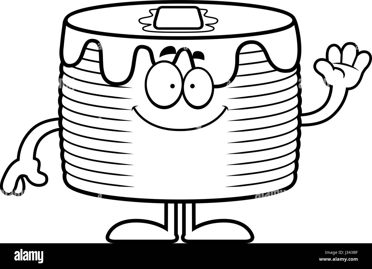 A cartoon illustration of a stack of pancakes waving Stock Vector Image ...