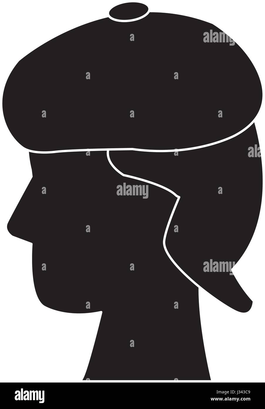 profile head human with hat silhouette Stock Vector Image & Art - Alamy