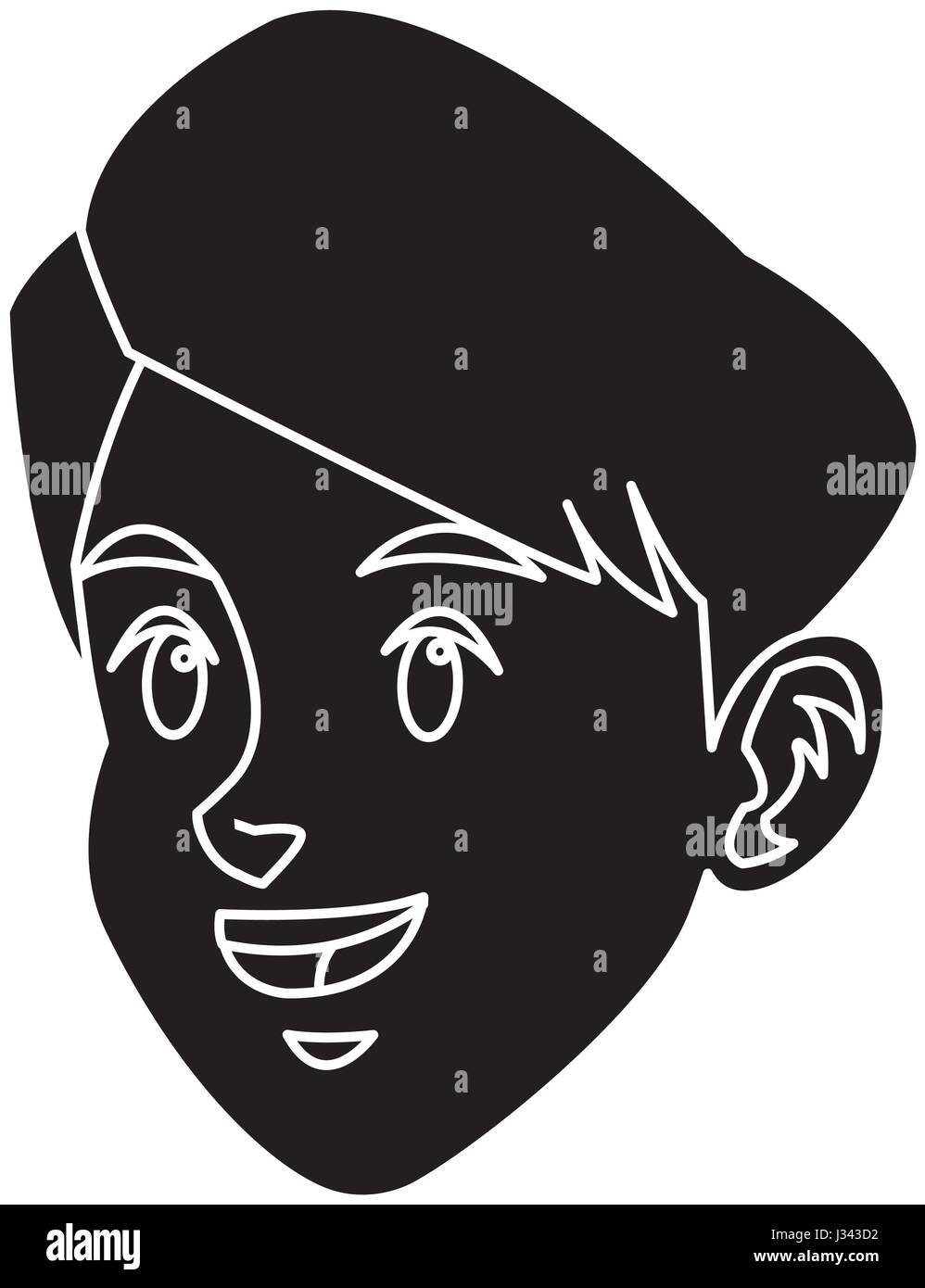 head boy young facial expression silhouette Stock Vector Image & Art ...