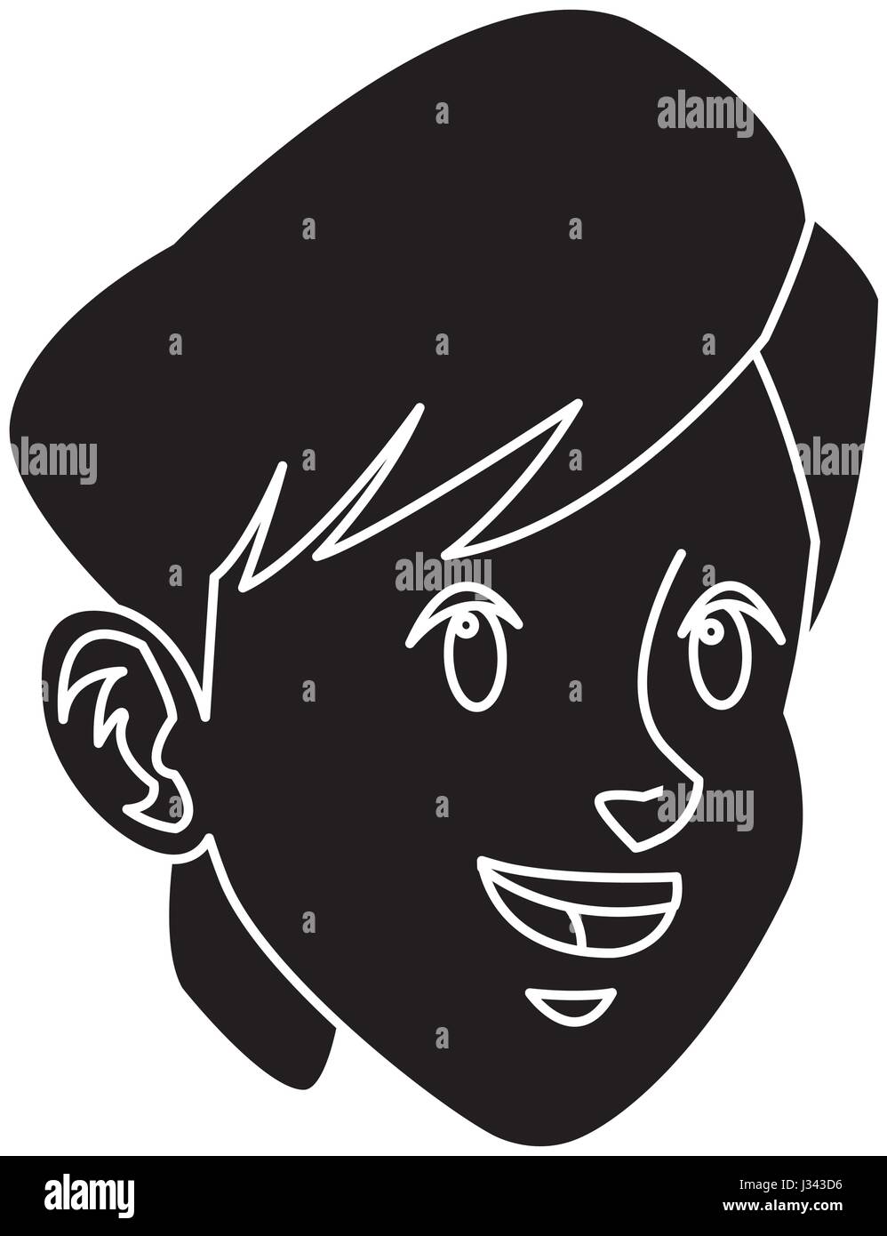 head boy young facial expression silhouette Stock Vector Image & Art ...