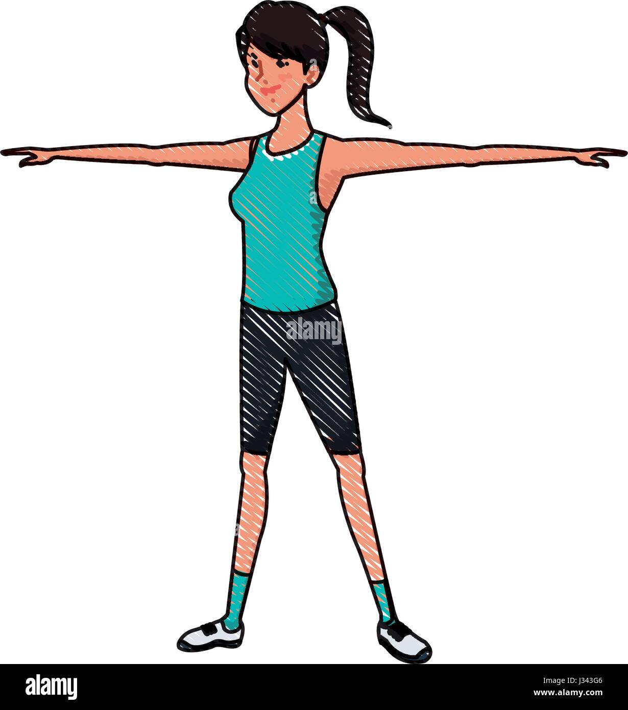 drawing sport girl arms fitness Stock Vector Image & Art - Alamy