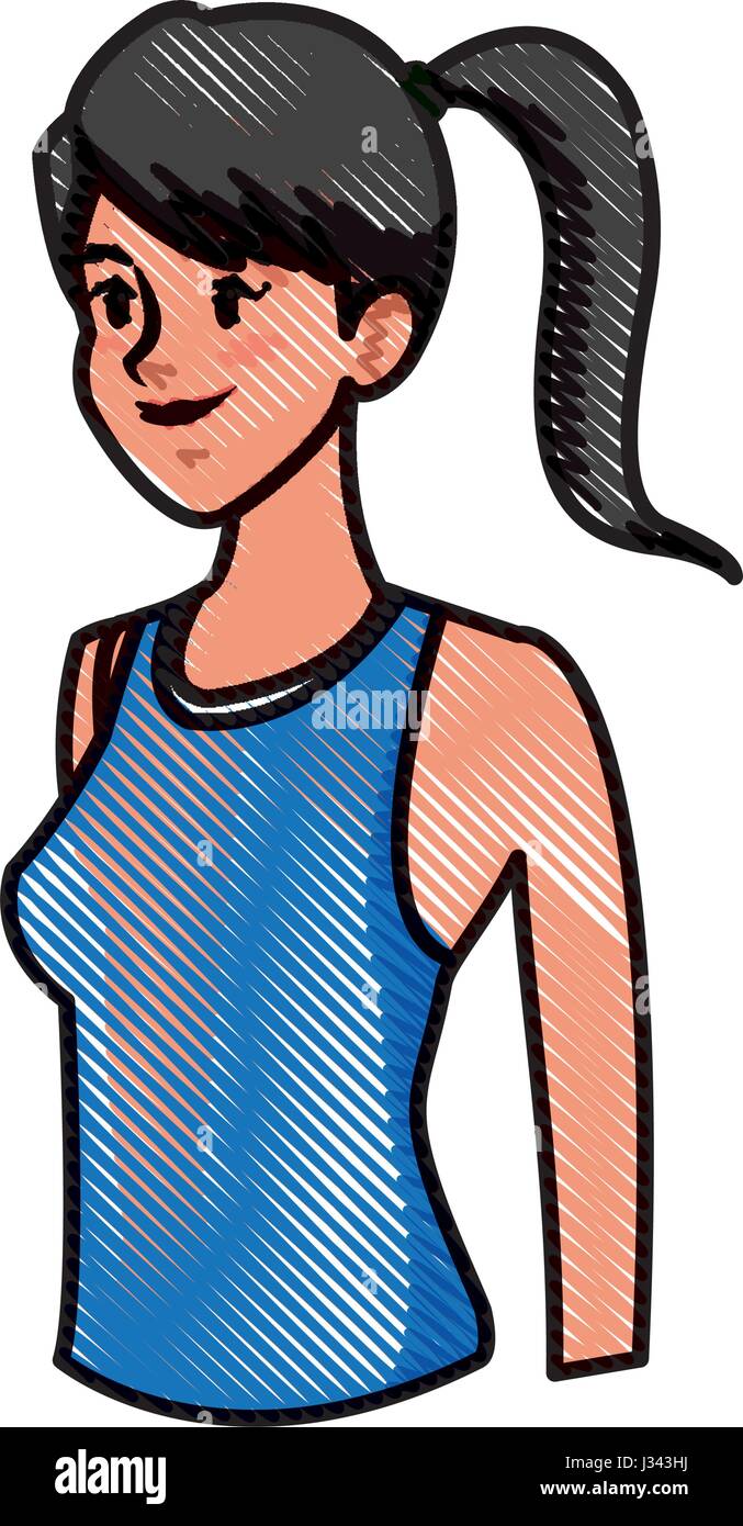 drawing sport girl athletic fitness style Stock Vector Image & Art - Alamy