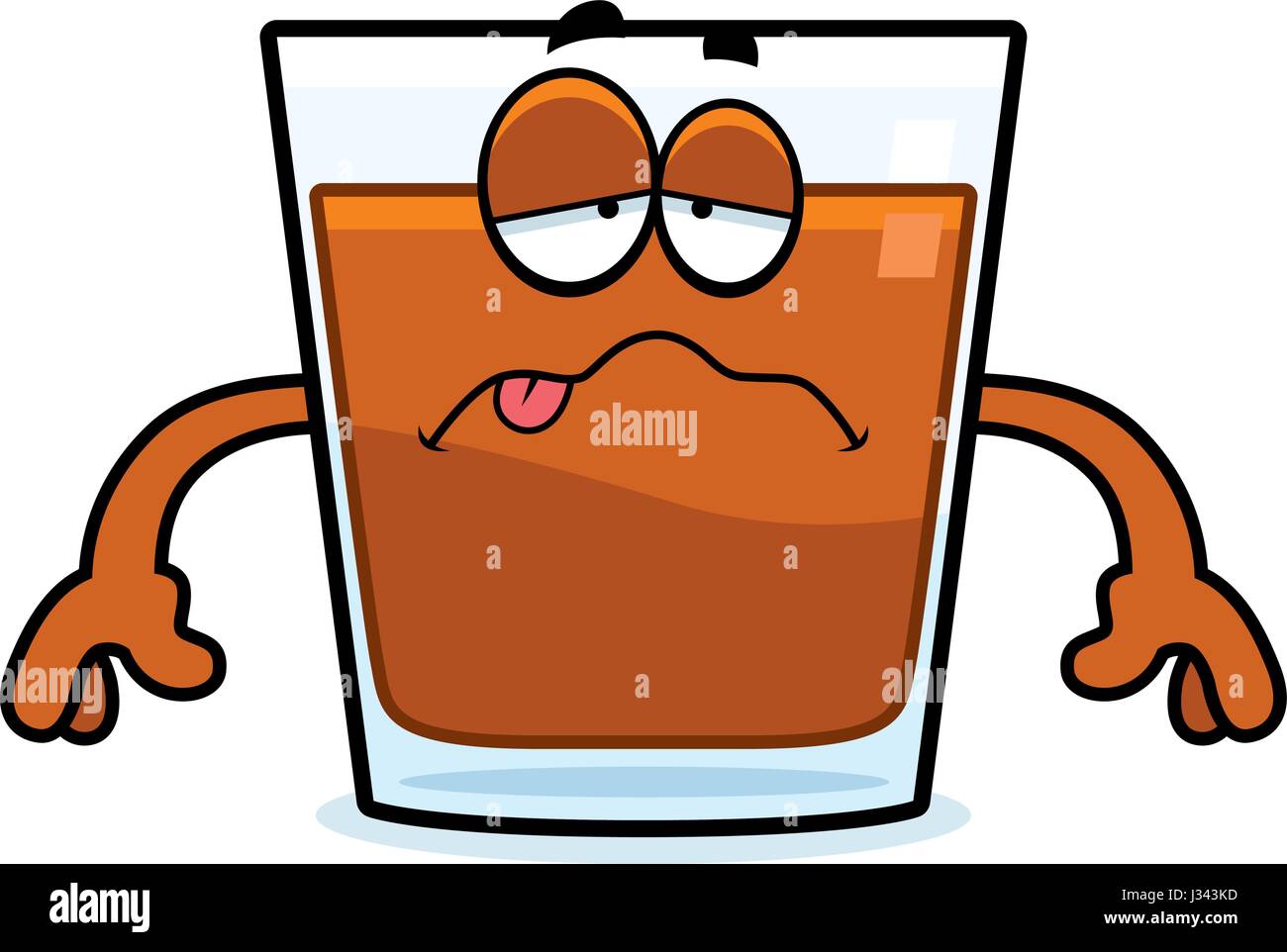 A cartoon illustration of a shot of whiskey looking sick Stock Vector ...