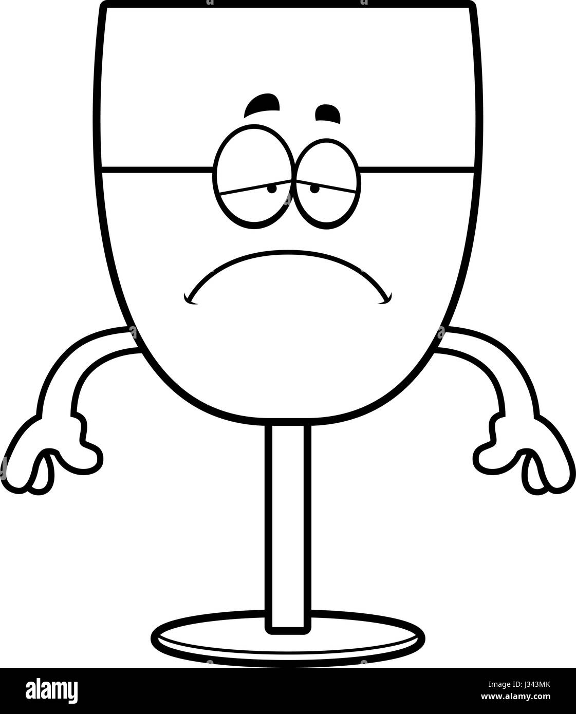 A cartoon illustration of a glass of wine looking sad Stock Vector ...