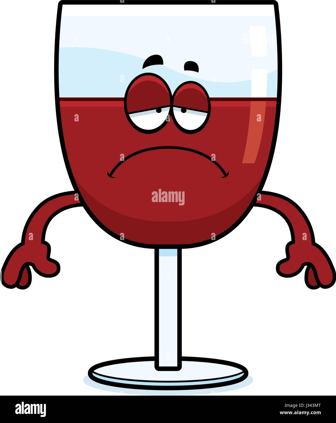 A cartoon illustration of a glass of wine looking sad Stock Vector ...
