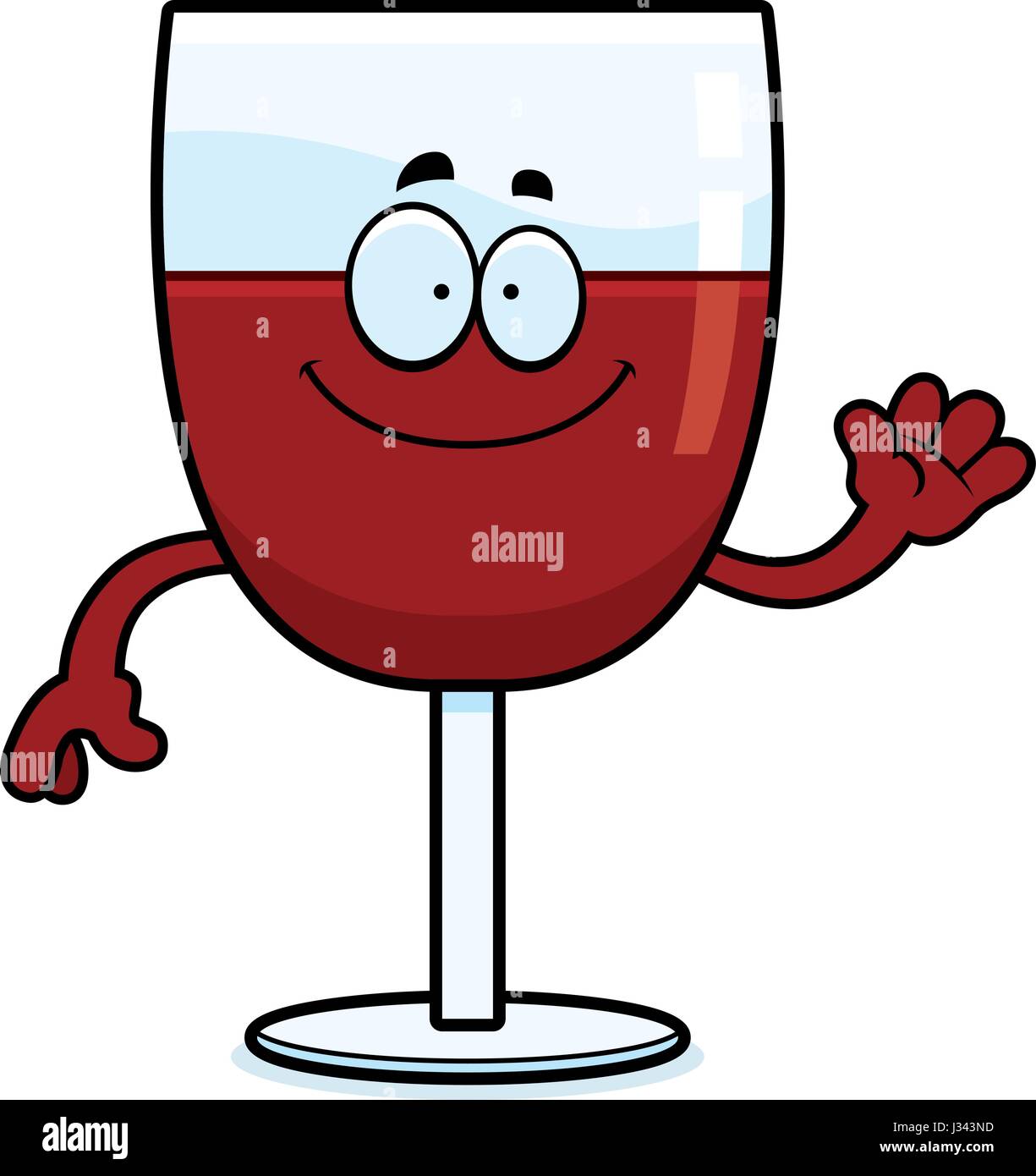 A cartoon illustration of a glass of wine waving Stock Vector Image ...