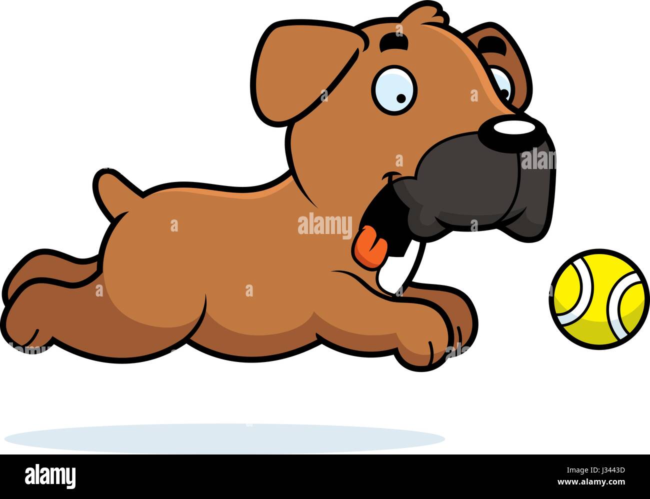 A cartoon illustration of a Boxer dog chasing a ball Stock Vector Image ...