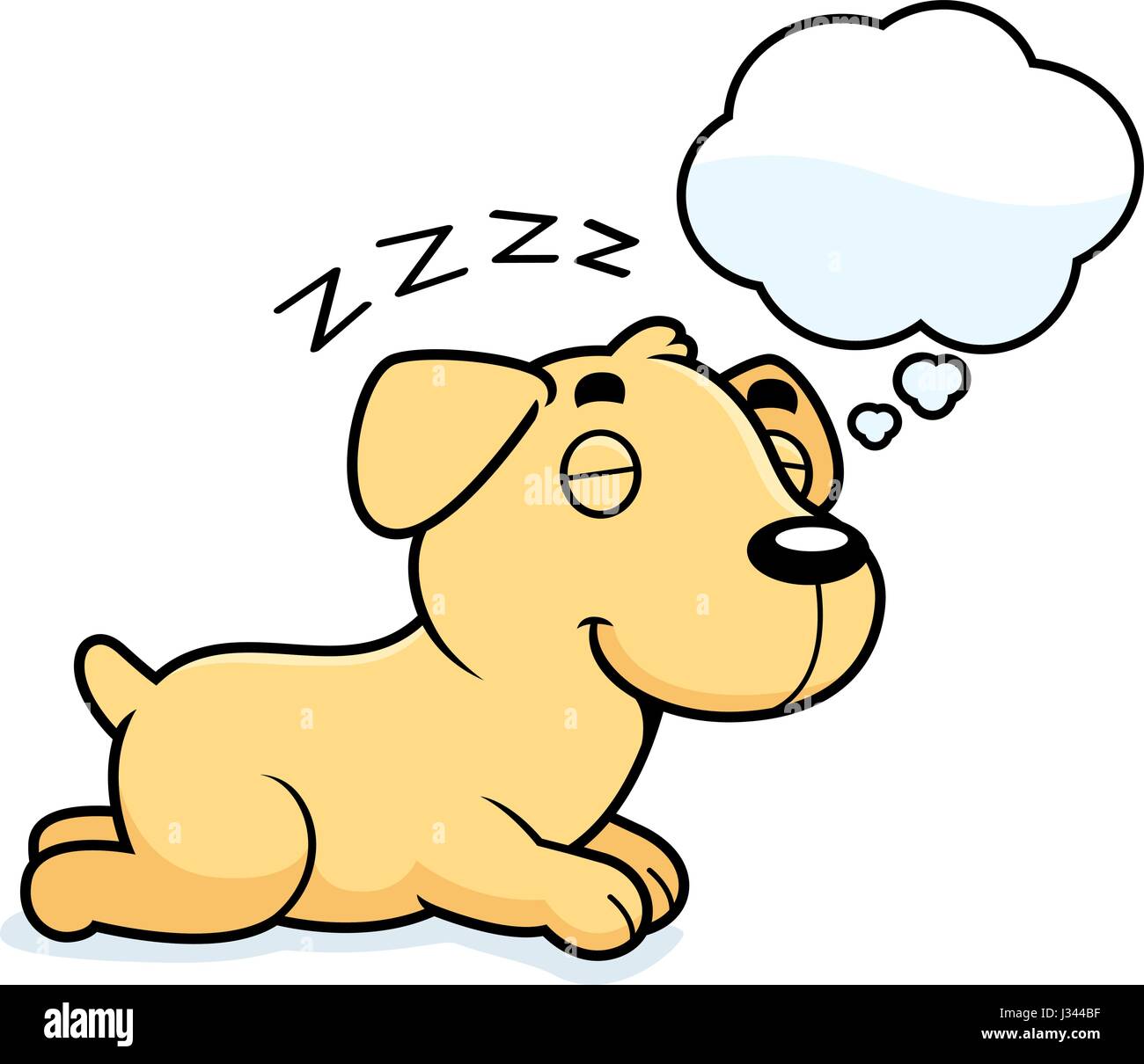 A cartoon illustration of a Labrador Retriever sleeping and dreaming ...