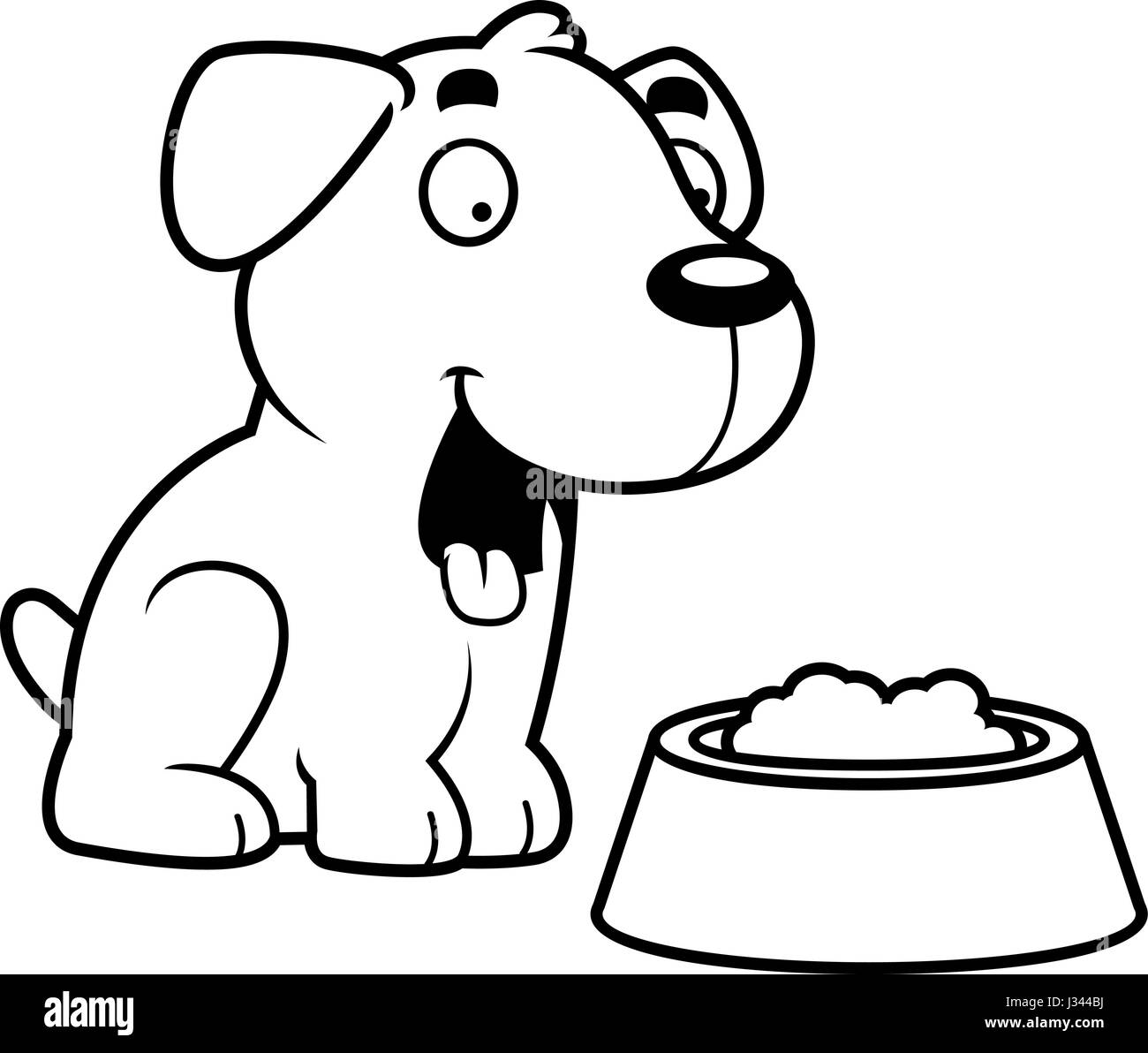 A cartoon illustration of a Labrador Retriever with a bowl of food ...