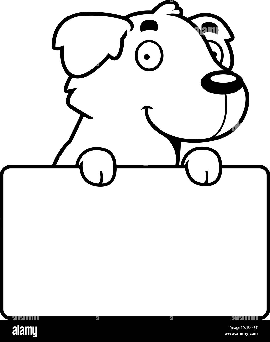 A cartoon illustration of a Golden Retriever with a sign Stock Vector ...