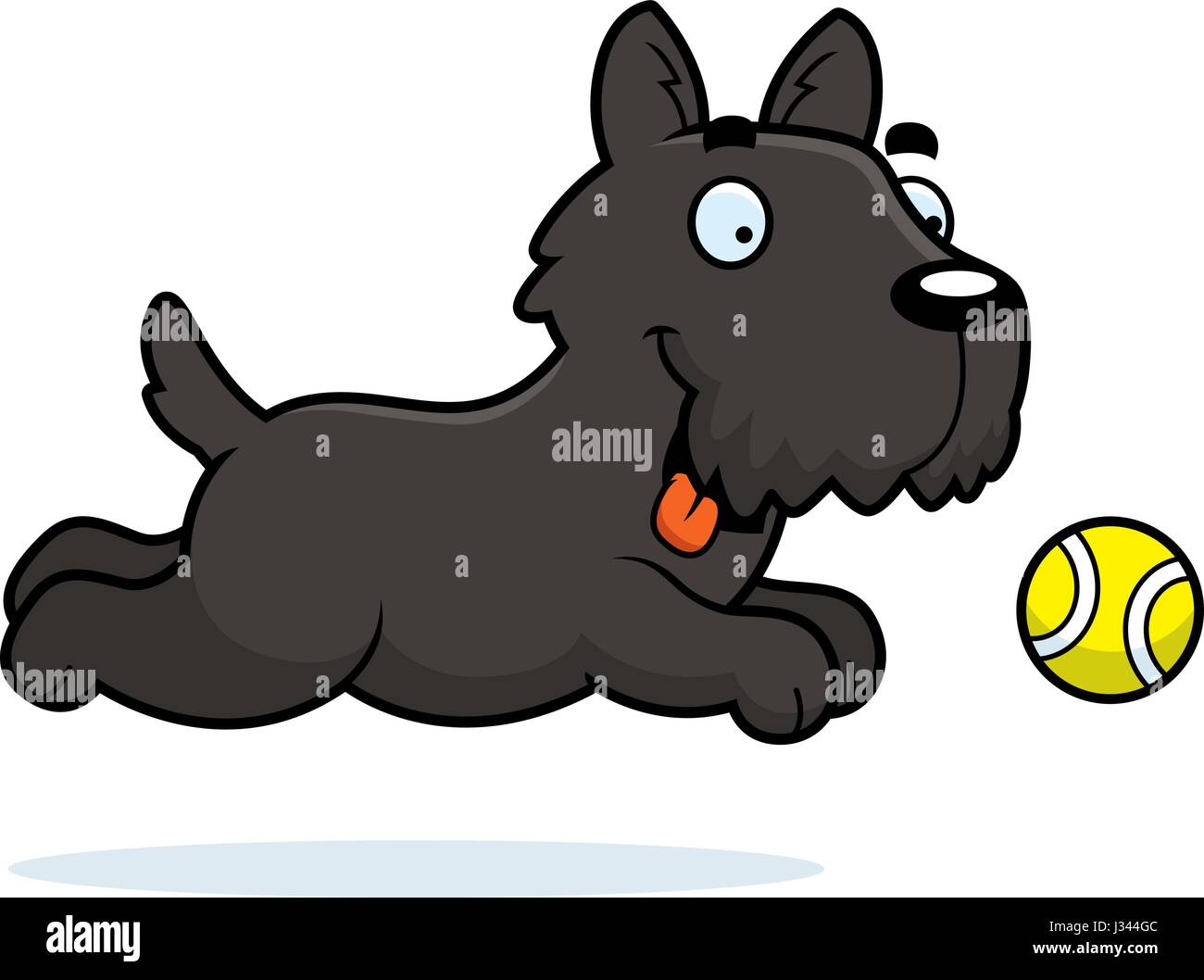 A cartoon illustration of a Scottie chasing a ball Stock Vector Image ...