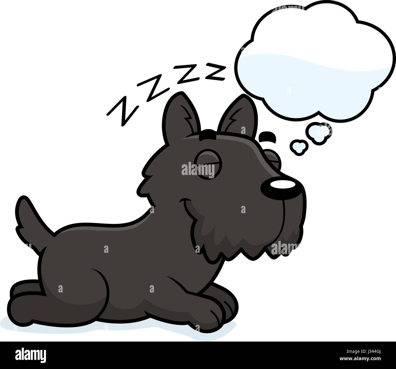 A cartoon illustration of a Scottie sleeping and dreaming Stock Vector ...