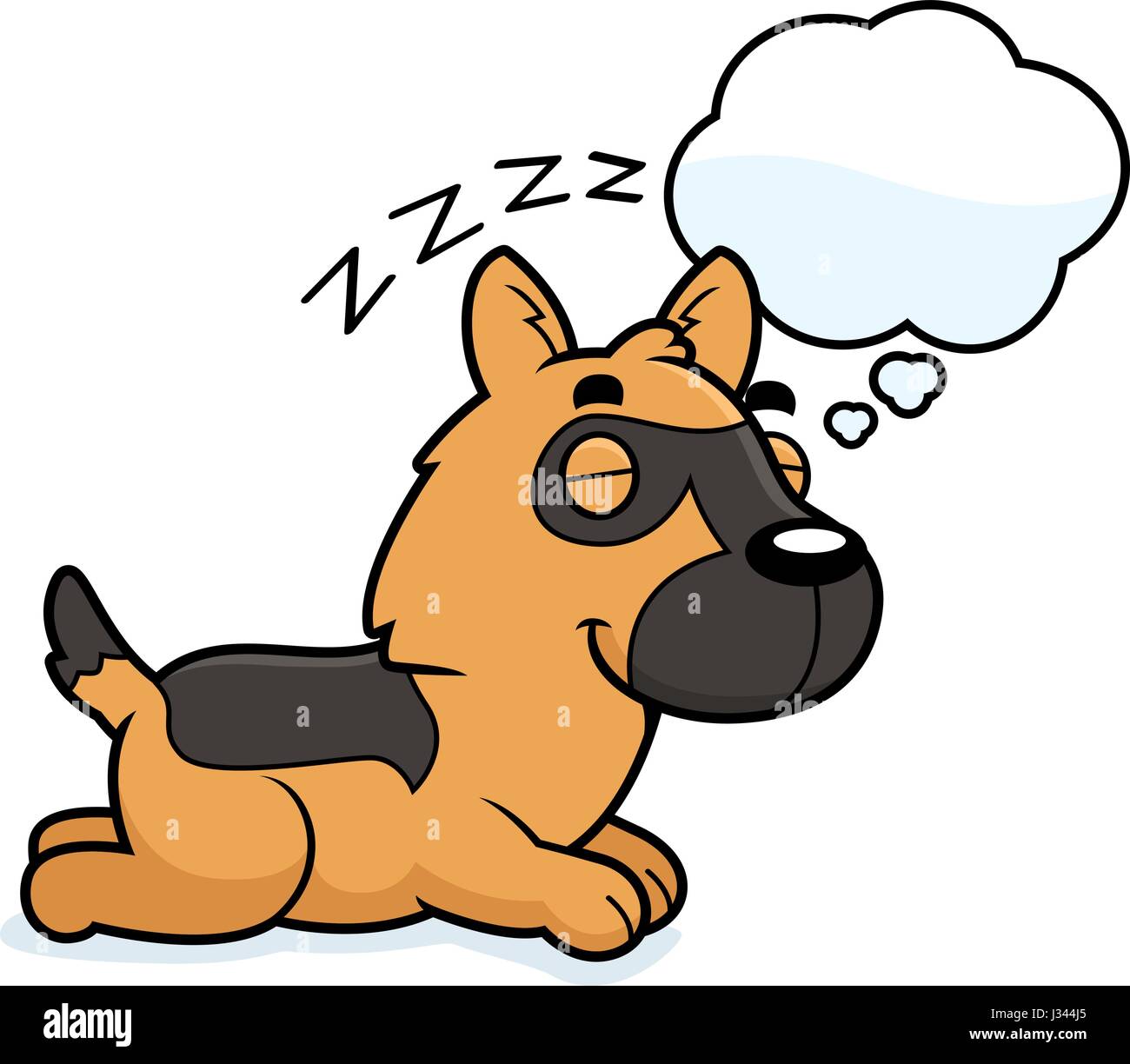 A cartoon illustration of a German Shepherd sleeping and dreaming Stock ...