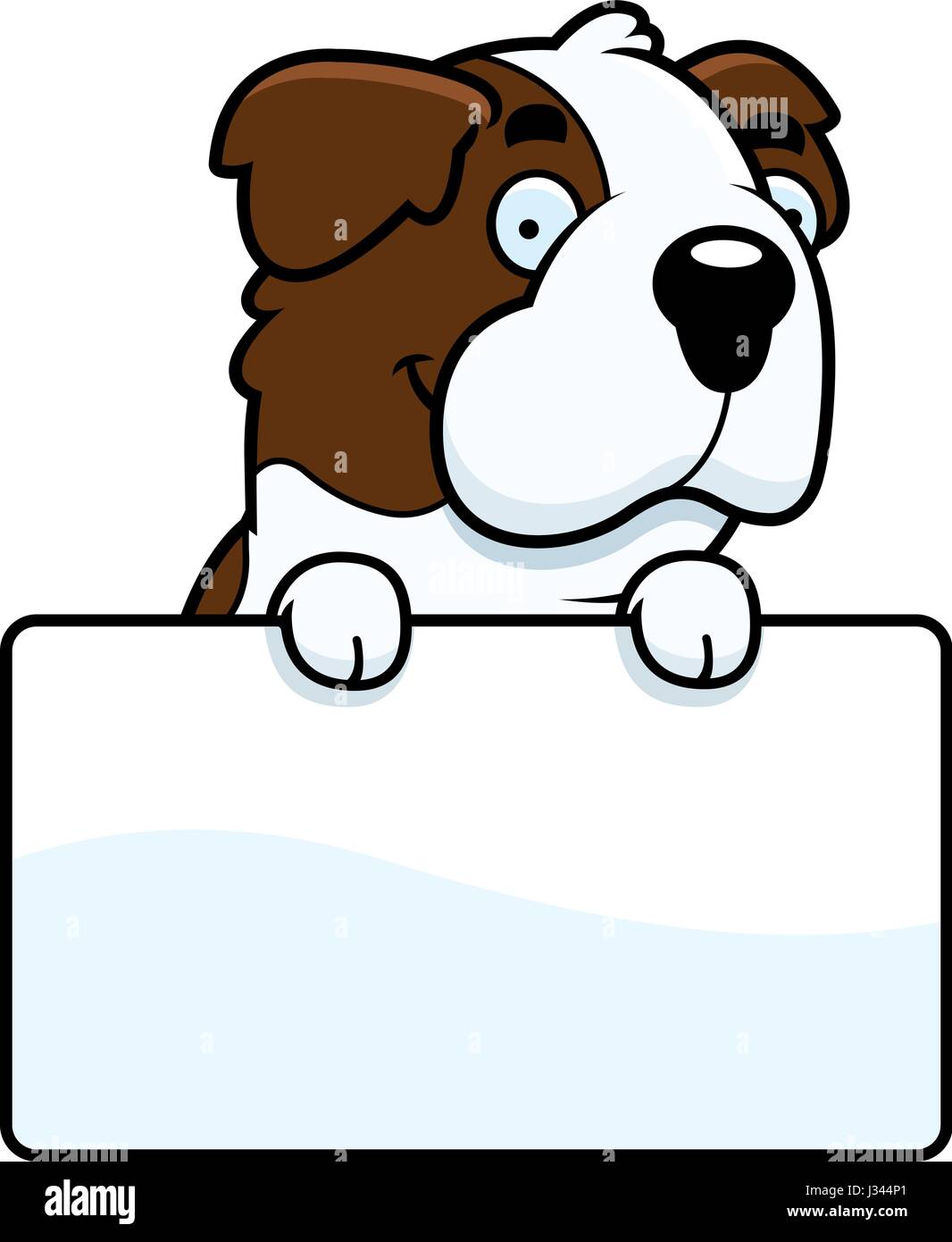 A cartoon illustration of a Saint Bernard with a sign Stock Vector ...
