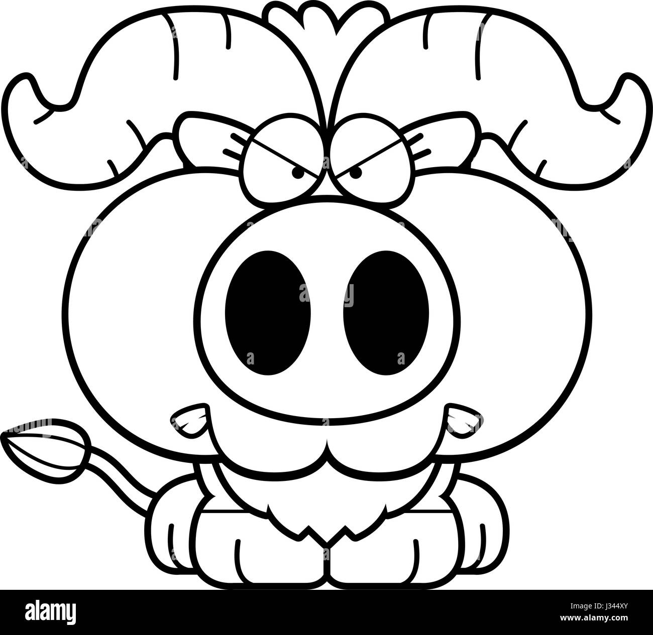 A cartoon illustration of a little ox with an angry expression Stock ...