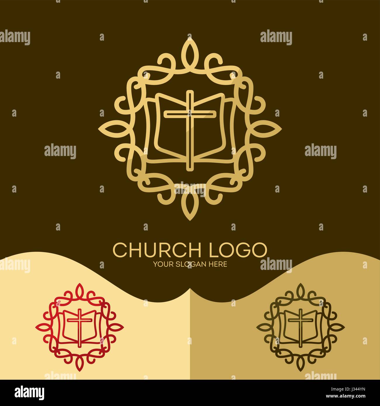 Church logo. Christian symbols. The Cross of Jesus, the Bible - God's ...