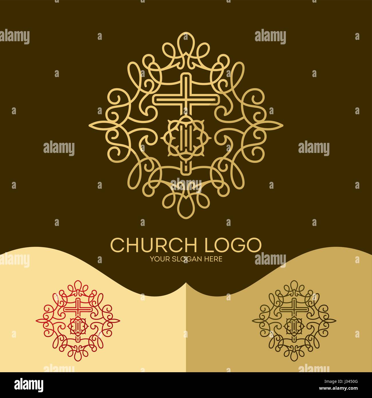 Church logo. Christian symbols. The cross of Jesus and the Crown of ...
