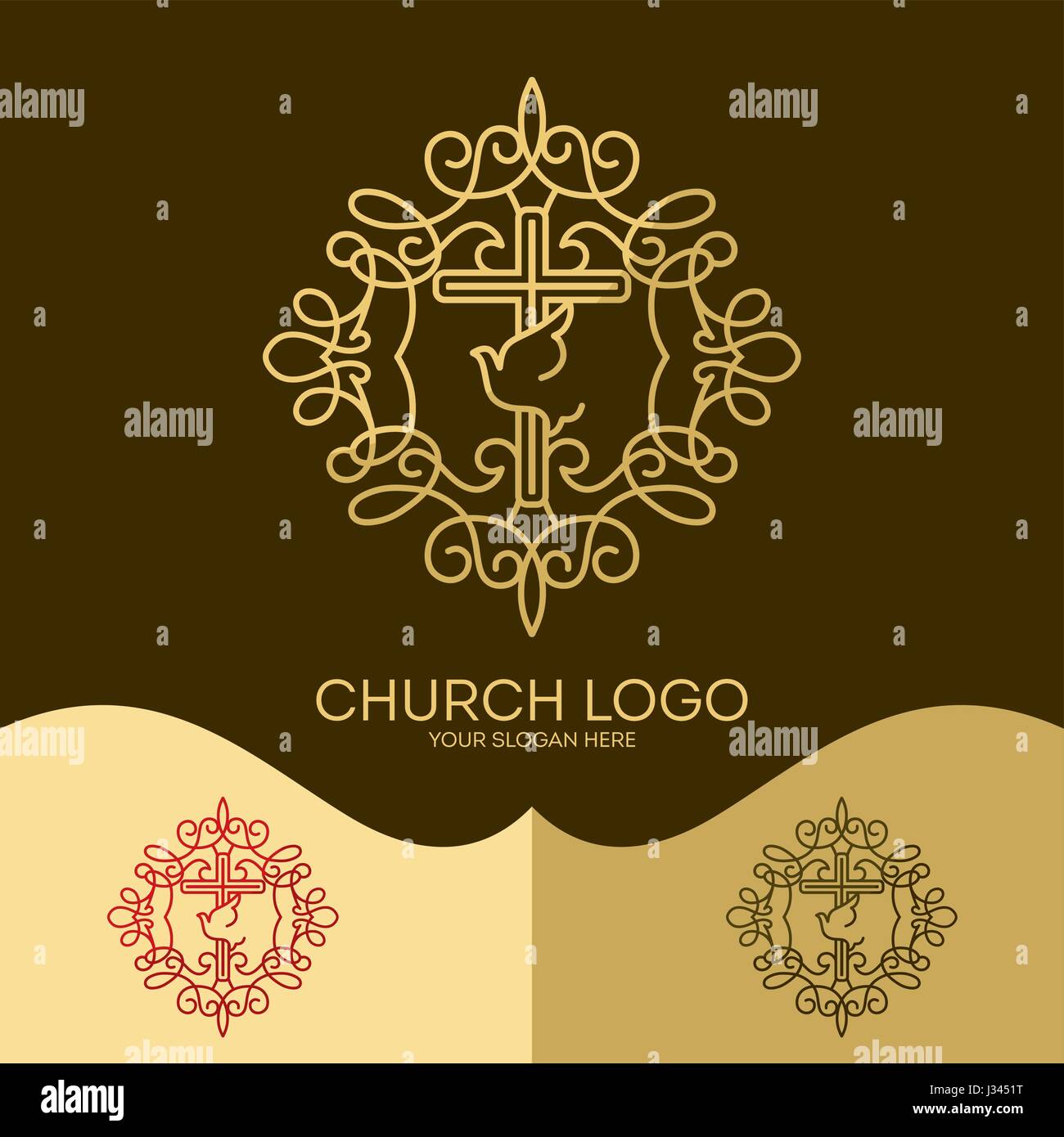 Church logo. Christian symbols. The Cross of Jesus, the Holy Spirit ...