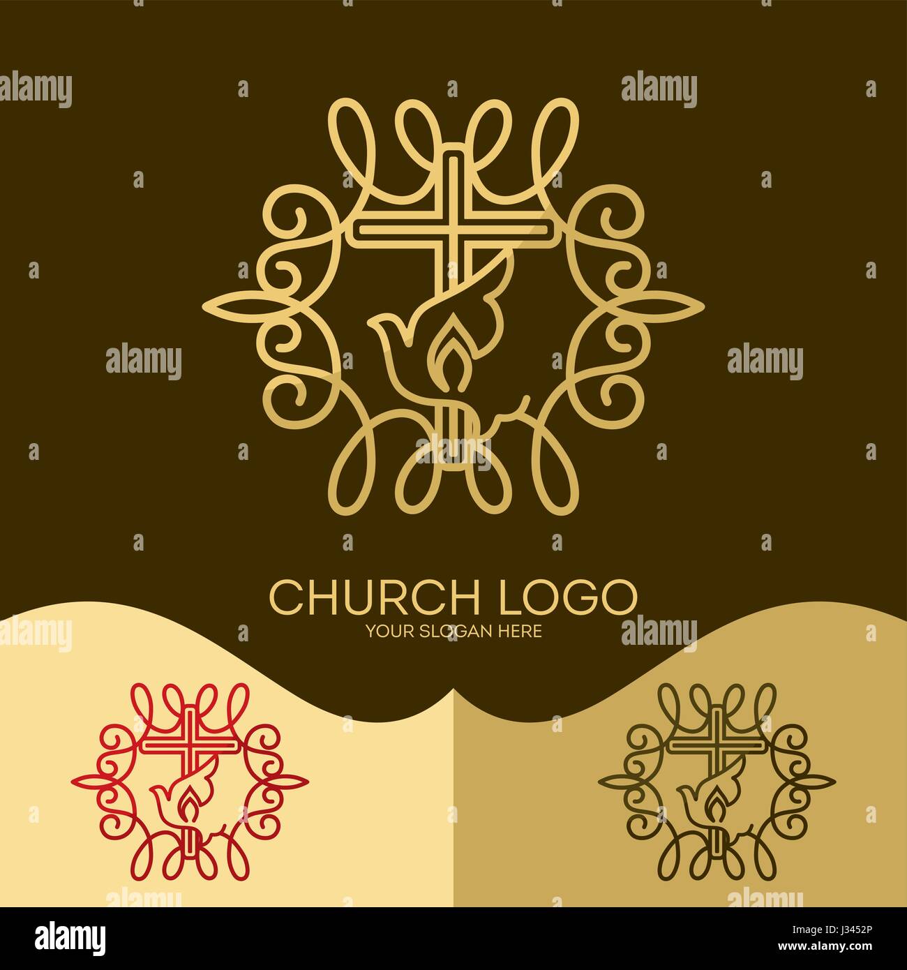 Church logo. Christian symbols. The Cross of Jesus, the Holy Spirit ...