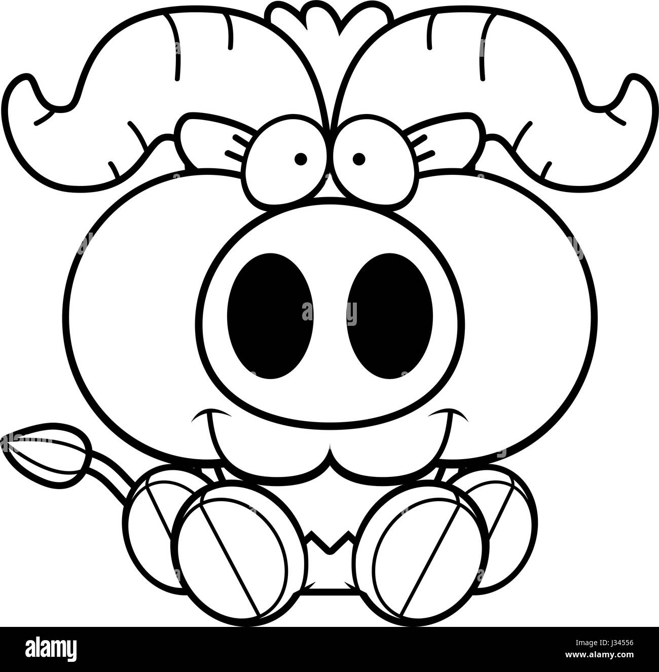 A cartoon illustration of a little ox sitting and smiling Stock Vector ...