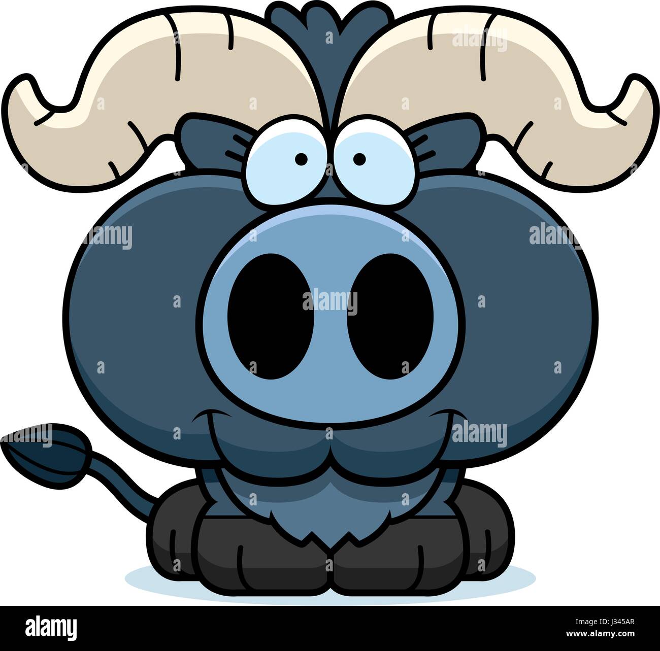 A cartoon illustration of a little blue ox happy and smiling Stock ...