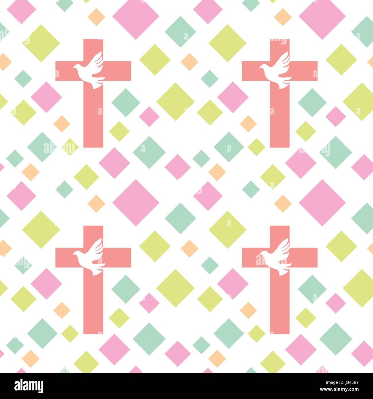 Colorful seamless pattern with Christian symbols. Bible, church and ...