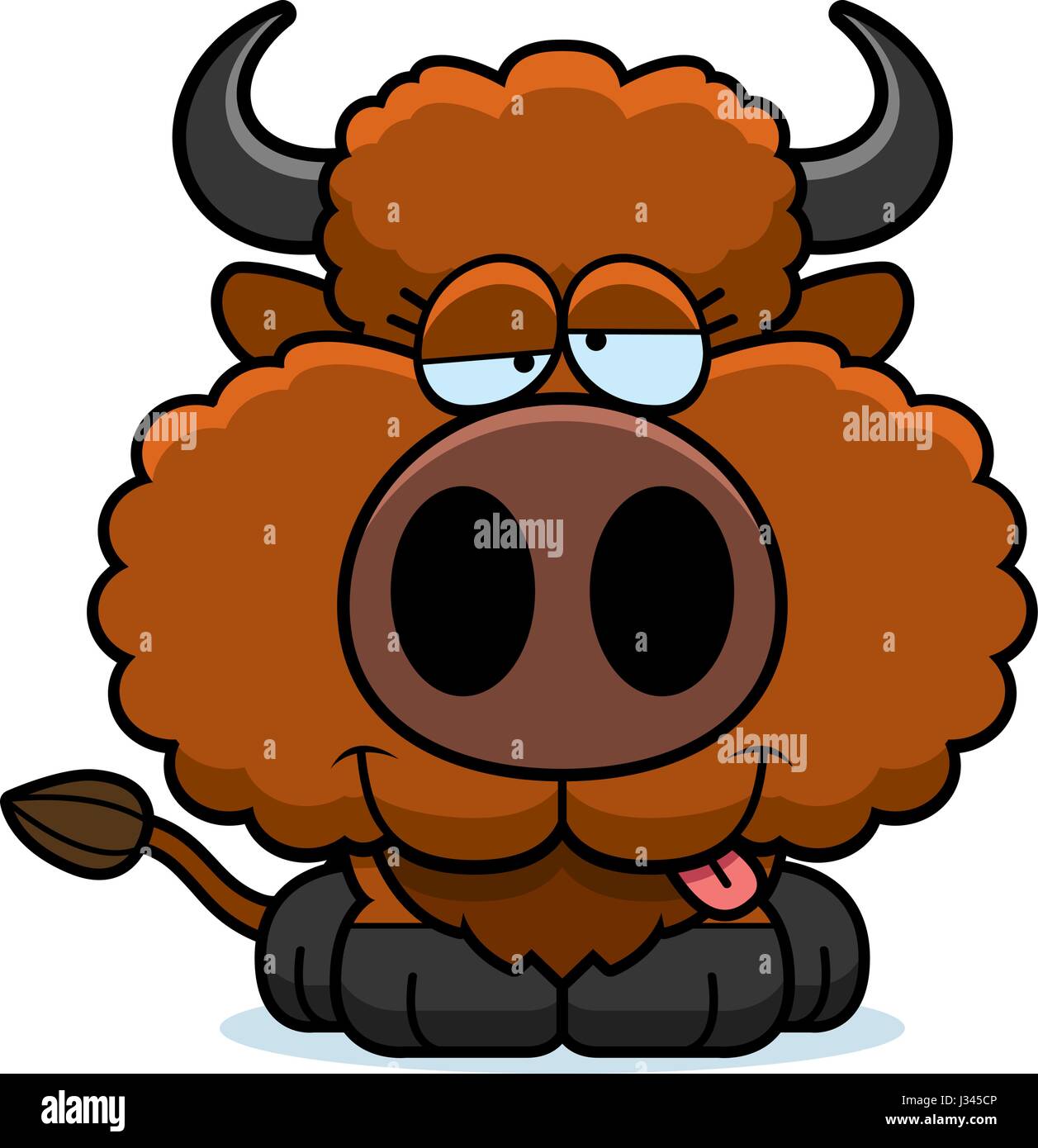 A cartoon illustration of a buffalo with a goofy expression Stock ...