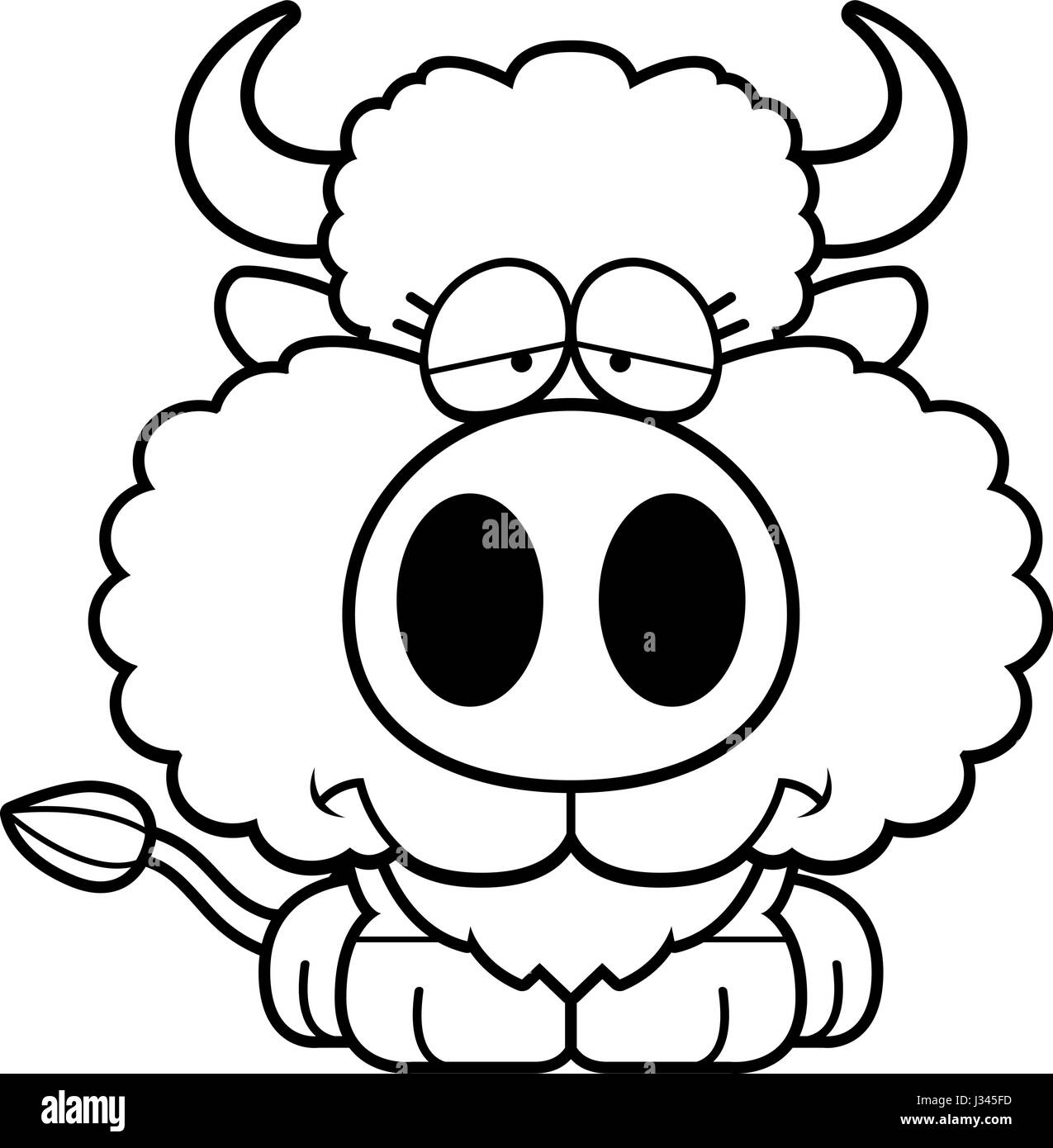 A cartoon illustration of a buffalo with a sad expression Stock Vector ...