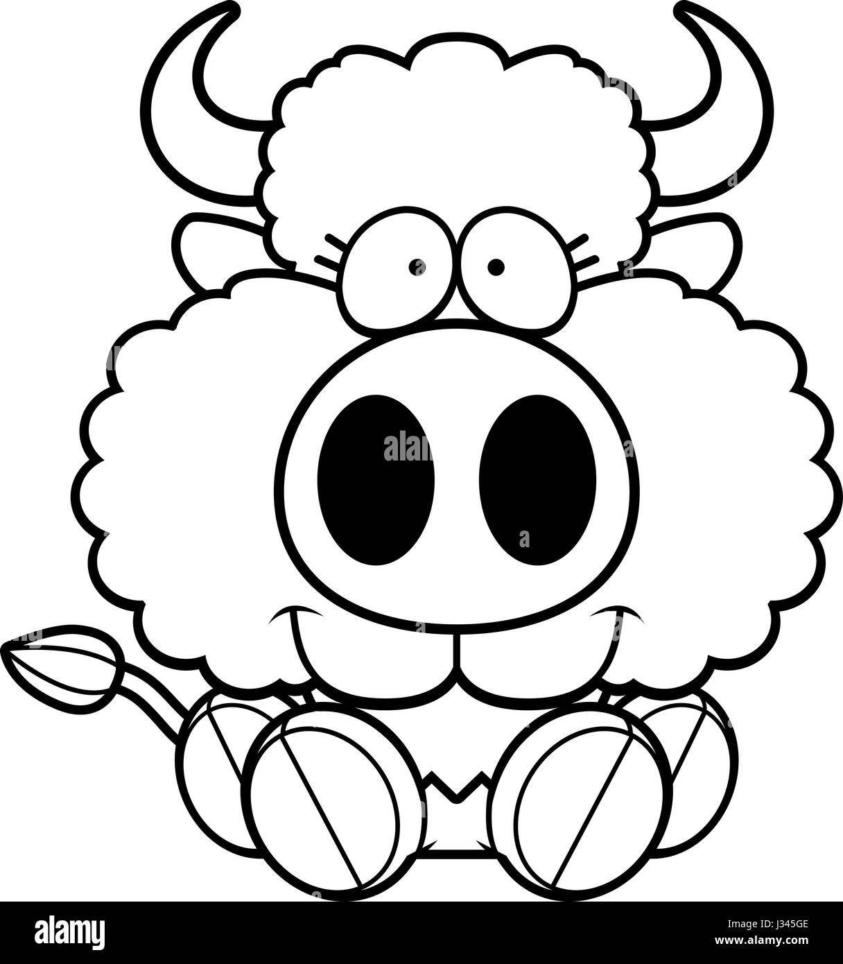 A cartoon illustration of a buffalo sitting and smiling Stock Vector ...