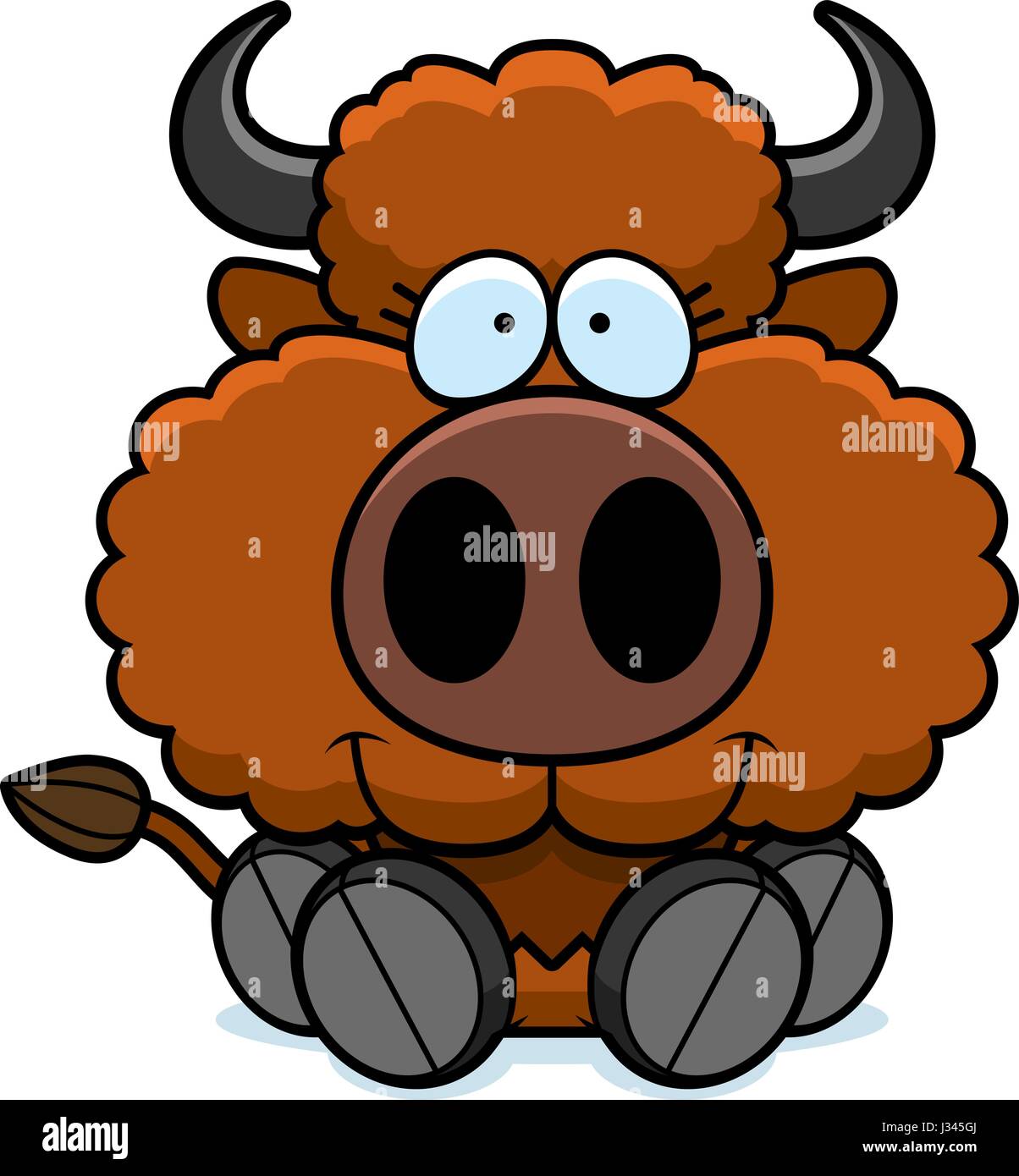 A cartoon illustration of a buffalo sitting and smiling Stock Vector ...