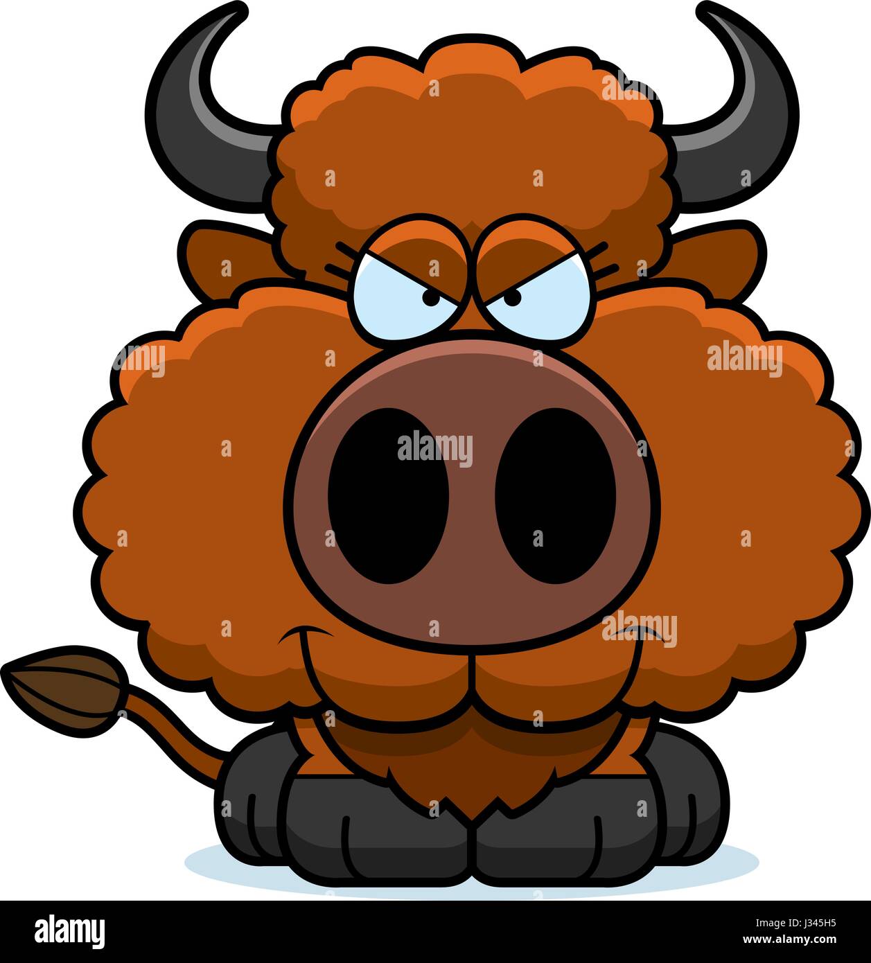 A cartoon illustration of a buffalo with a sly expression Stock Vector ...