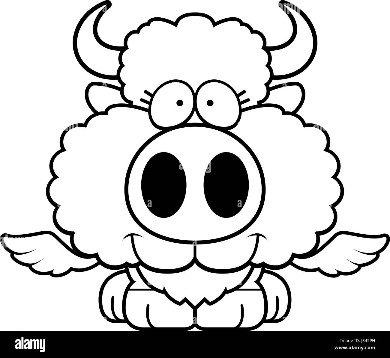 A cartoon illustration of a winged buffalo happy and smiling Stock ...