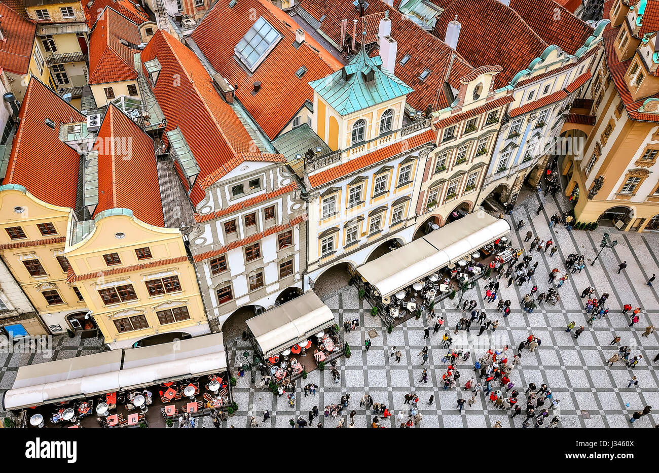 Prague historic center from the tower of town hall Stock Photo - Alamy