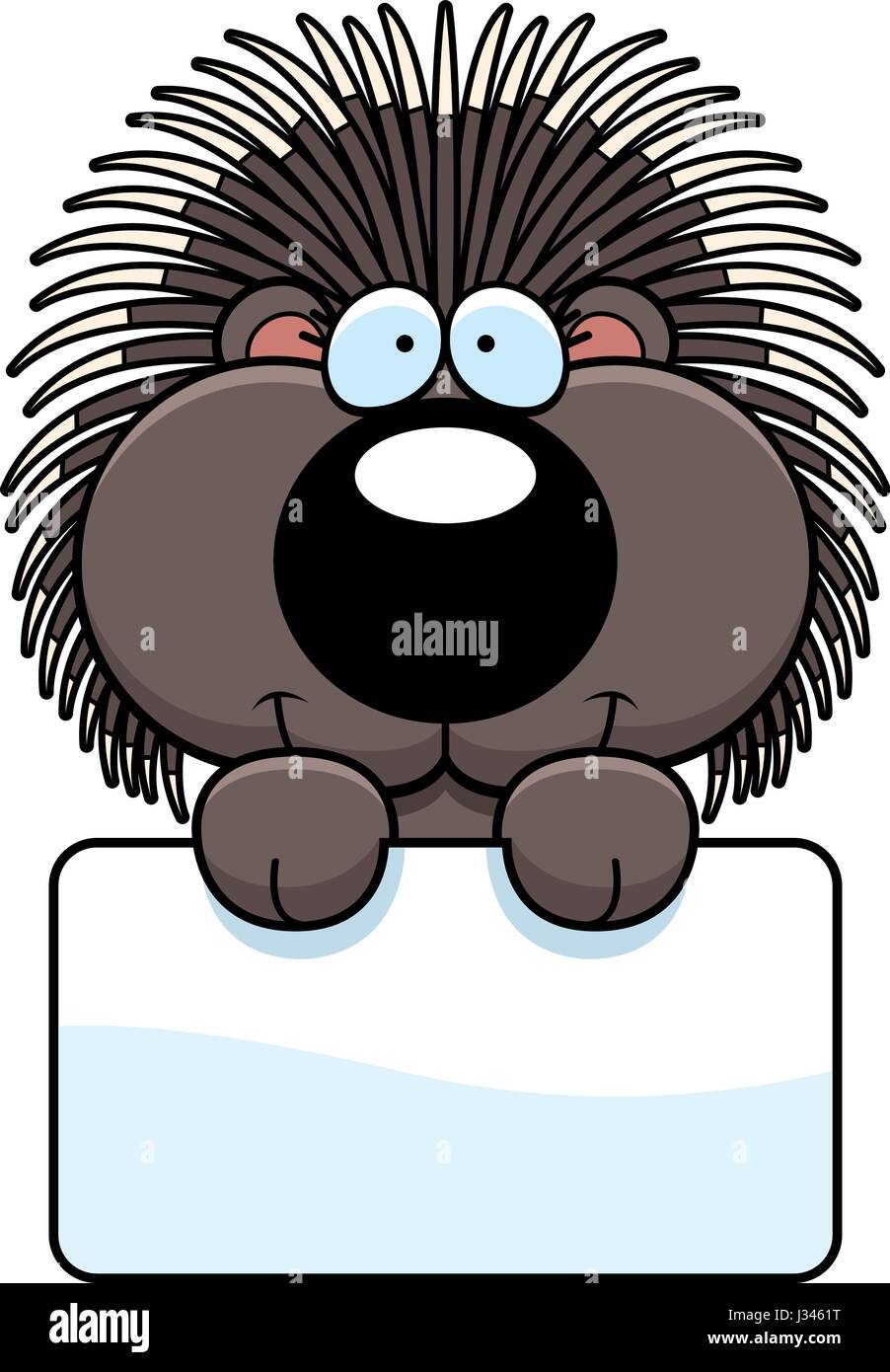 A cartoon illustration of a porcupine with a white sign Stock Vector ...