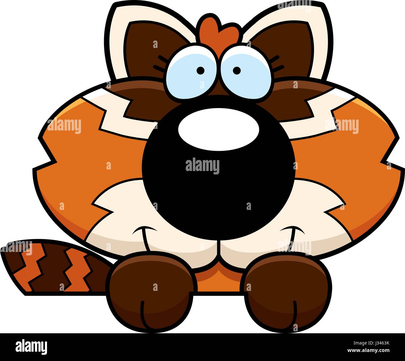 A cartoon illustration of a red panda peeking over an object Stock ...