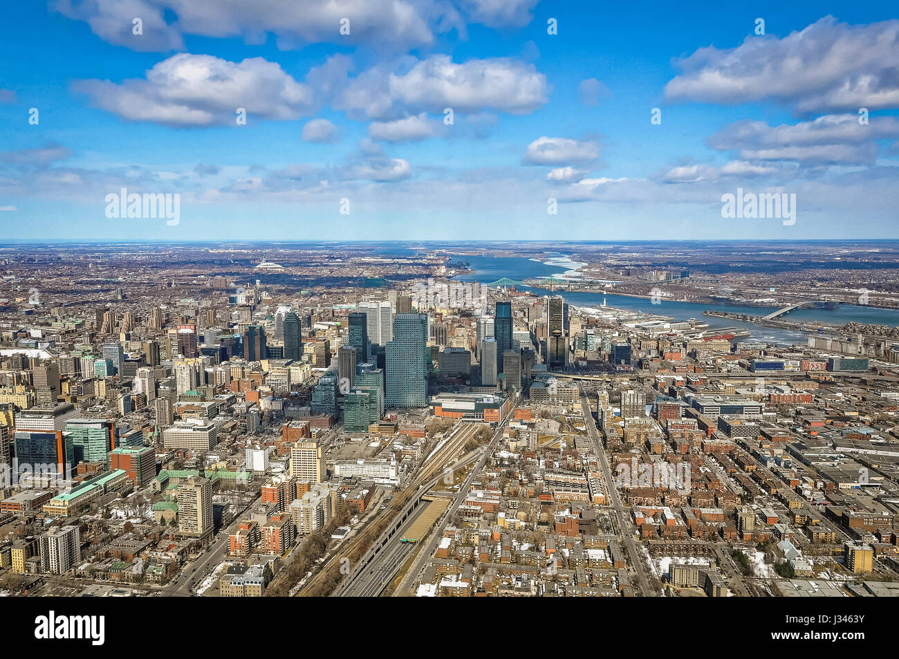 Montreal aerial view from an helicopter Stock Photo - Alamy