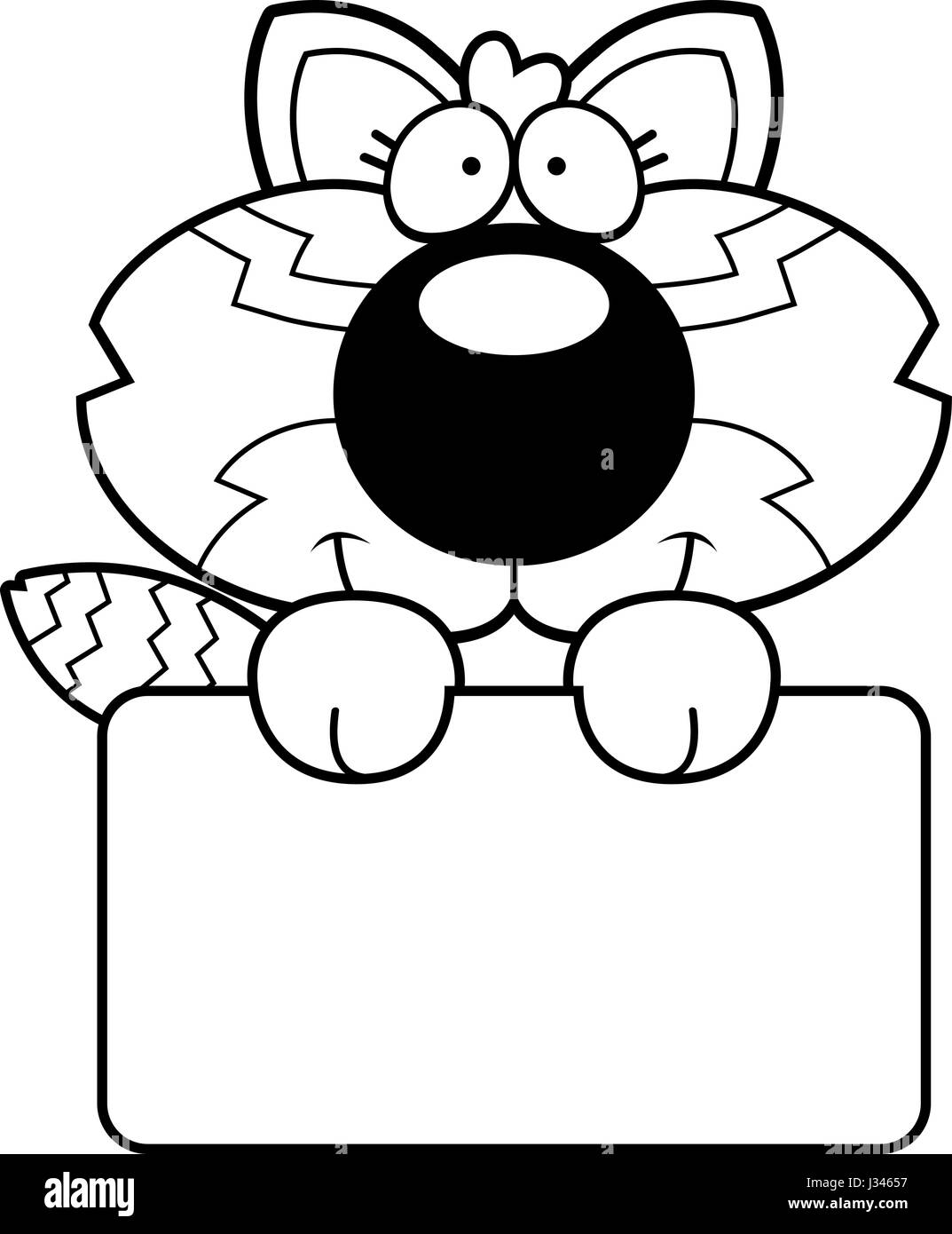 A cartoon illustration of a red panda with a white sign Stock Vector ...