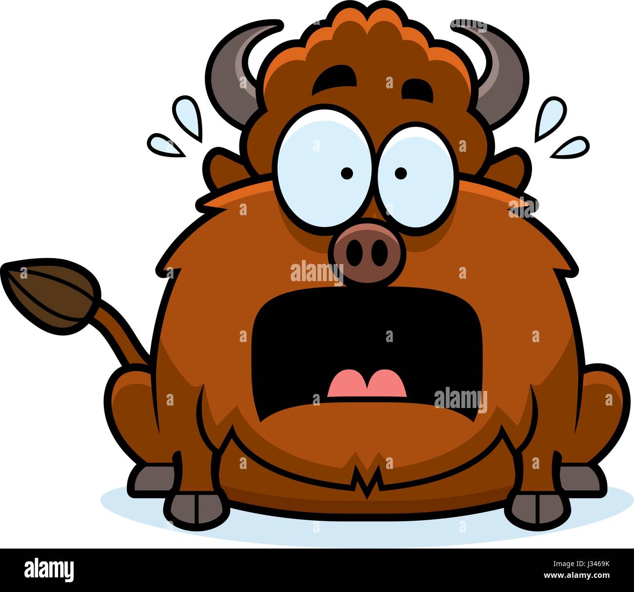 A cartoon illustration of a bison looking scared Stock Vector Image ...