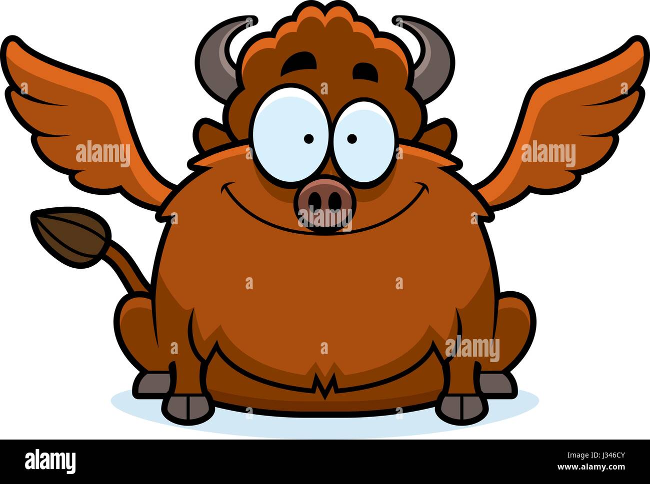 A cartoon illustration of a buffalo with wings smiling Stock Vector ...
