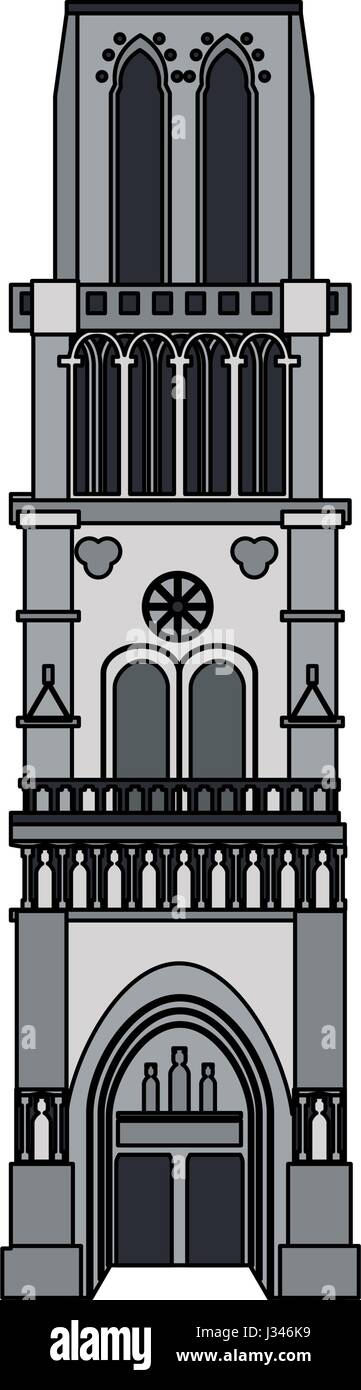 color image cartoon building architecture column of tower Stock Vector ...