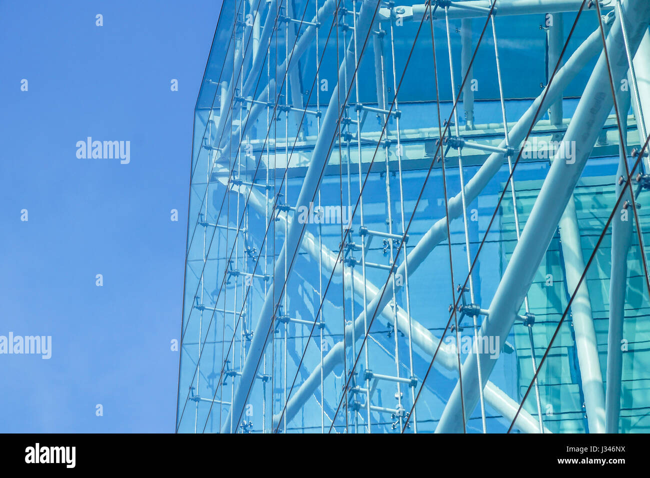 Office building window close up with reflection background Stock Photo ...